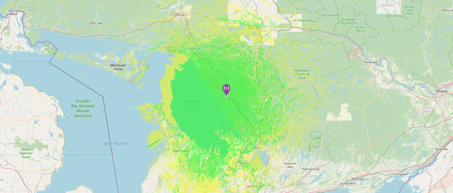 Repeater Coverage Maps | Parry Sound Amateur Radio Club